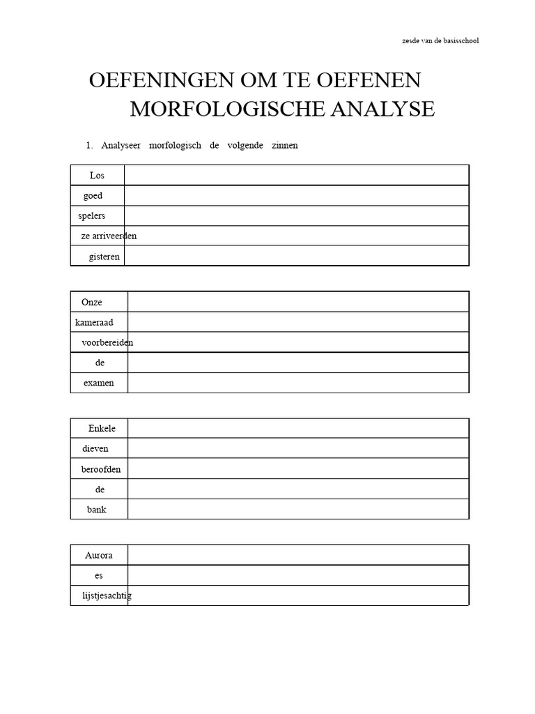 Blad 6e Leerjaar Morfologie | PDF