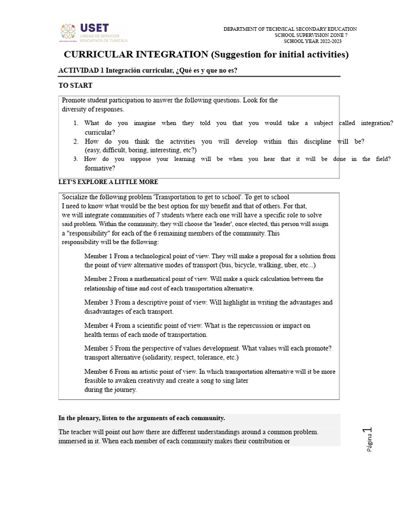 Curricular Integration 2023 | PDF | Curriculum | Knowledge