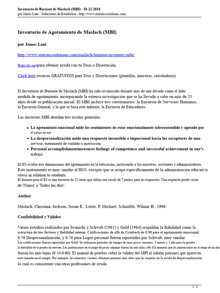 maslach-burnout-inventory-mbi.pdf | PDF | Burnout ocupacional | Metodología de encuesta
