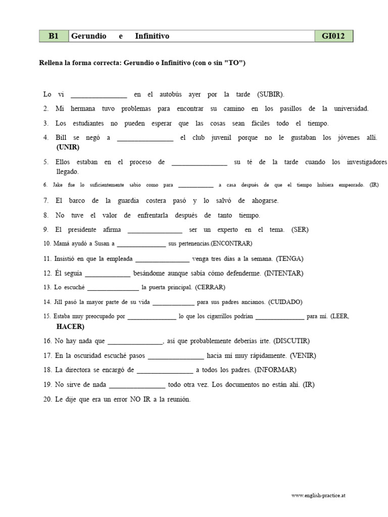 Gi 012 Gerundio Infinitivo | PDF
