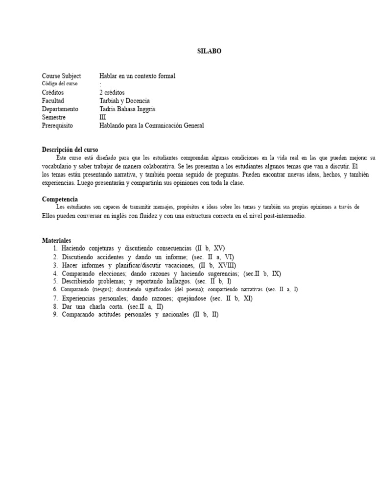 RPS hablando en un contexto formal | PDF | Plan de estudios