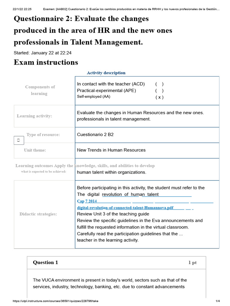 Exam - (AAB02) Questionnaire 2 - Evaluate The Changes in Human ...