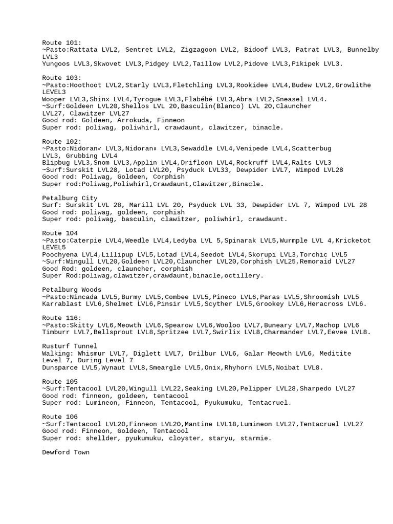 Pokémon Quetzal Locations Guide | PDF | Pokémon