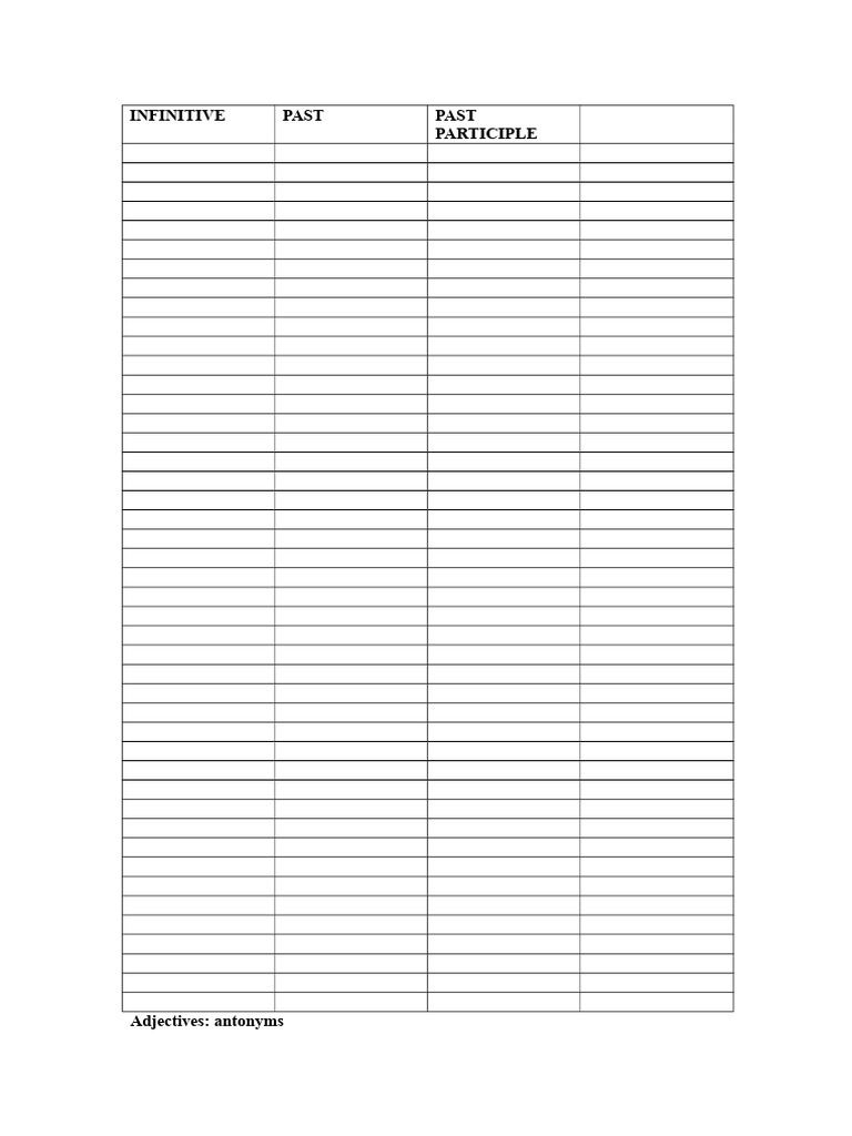 Template Exam Irregular Verbs | PDF | Linguistic Typology | Language ...