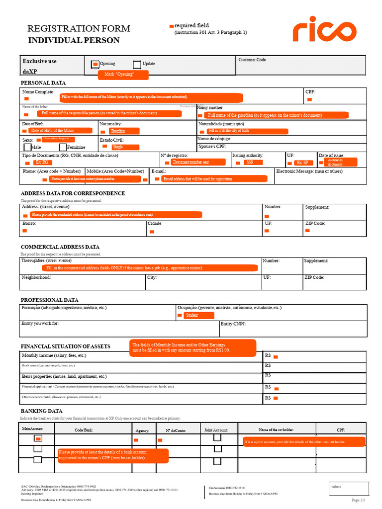 How To Fill Out Registration Form Minor RICH | PDF | Futures Contract ...