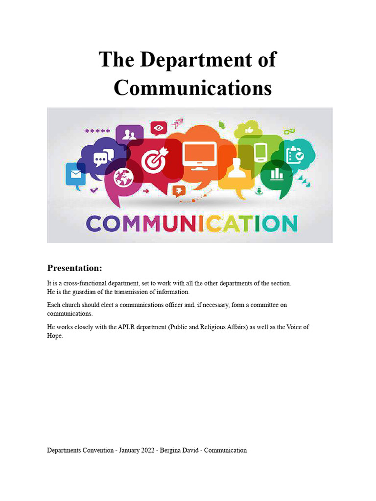 The Department of Communications | PDF | Communication | Internet