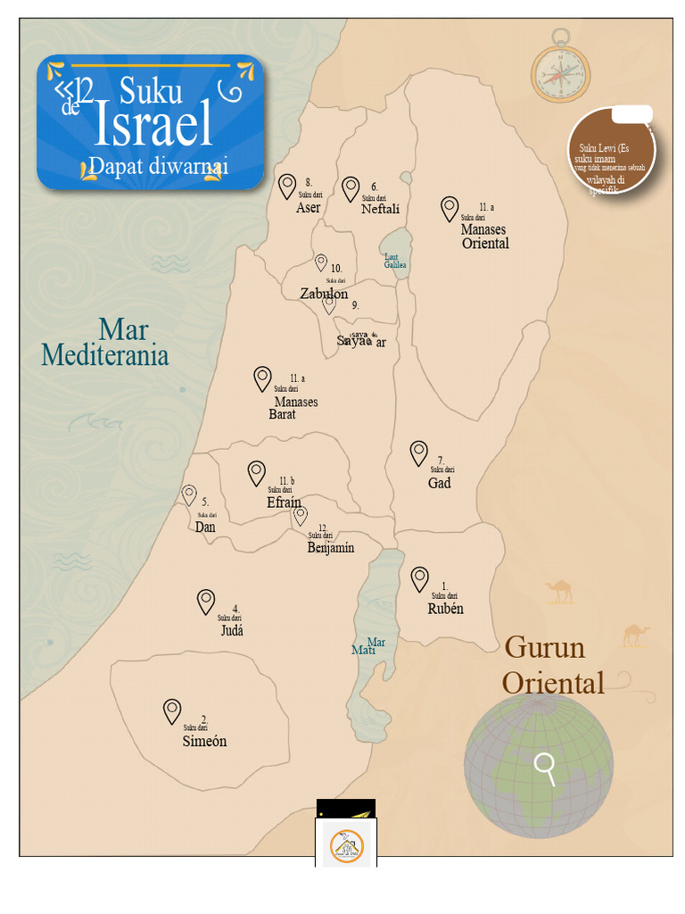 Peta 12 Suku Israel dan Pembagian Tanah | PDF