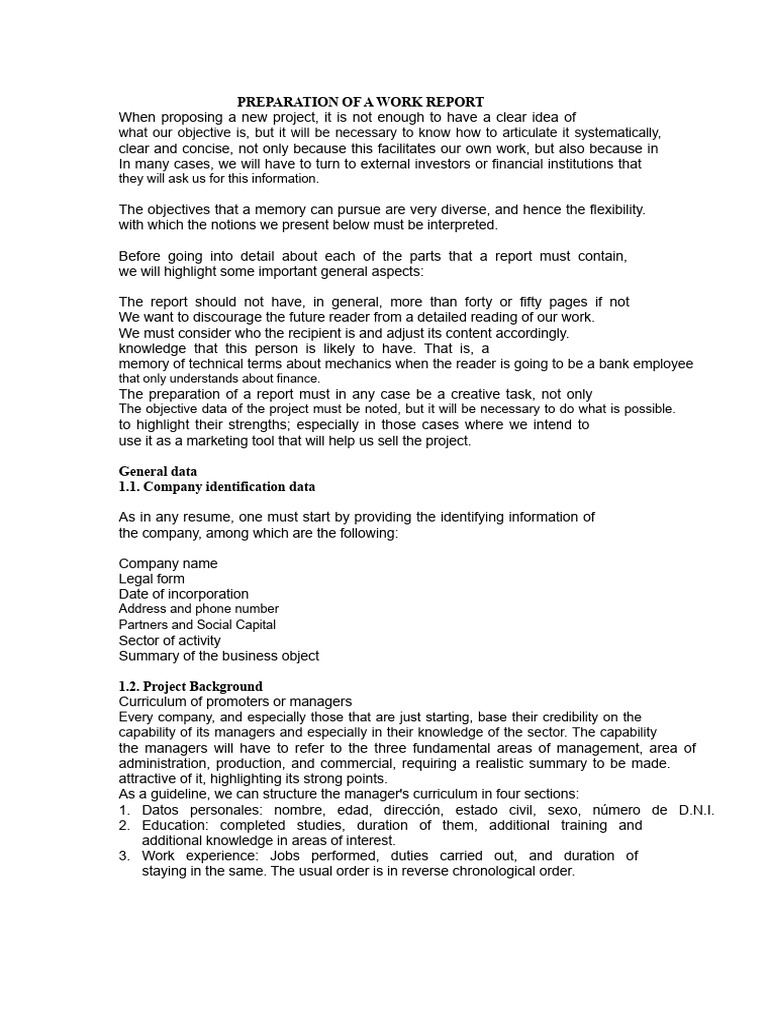 Preparation of A Work Report | PDF | Human Resources | Business