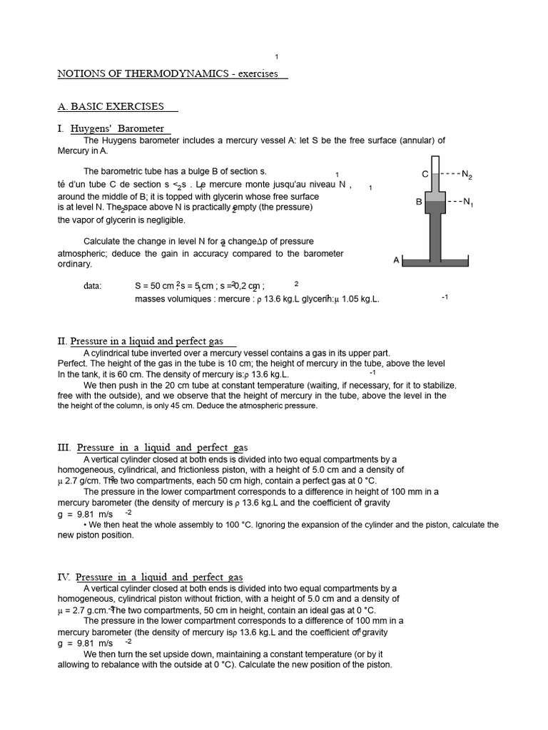 I. Huygens' Barometer The Huygens' Barometer Consists of A Mercury ...