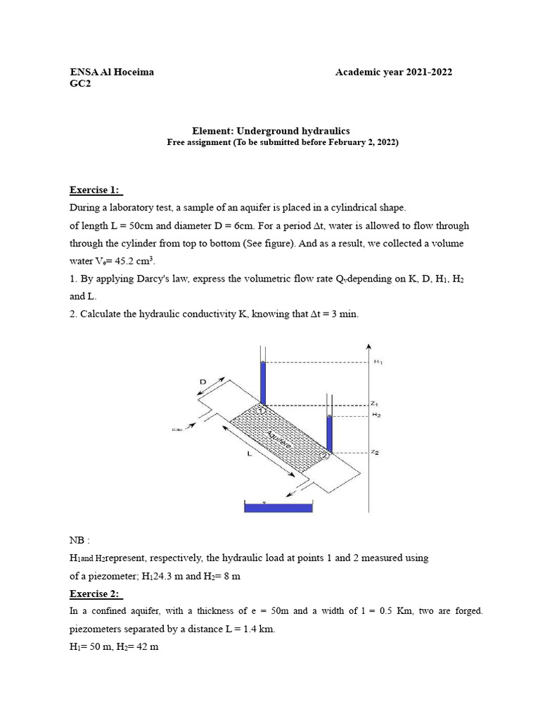 Free Assignment - Underground Hydraulics | PDF
