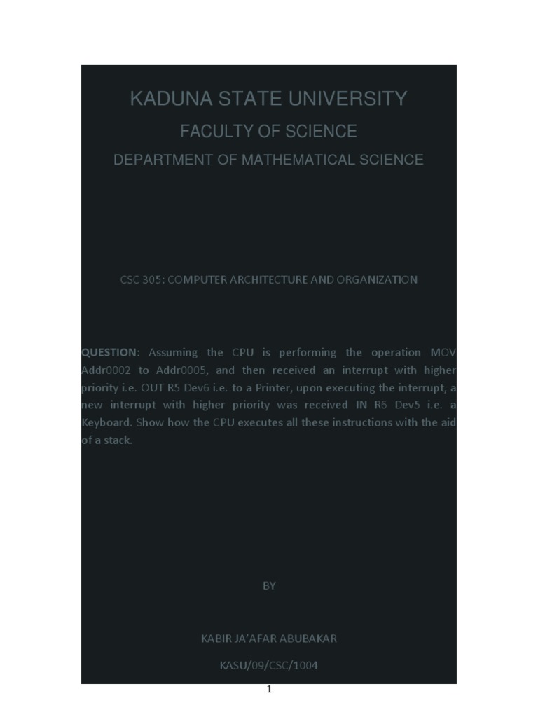 Kaduna State University: Faculty of Science | PDF | Central Processing ...
