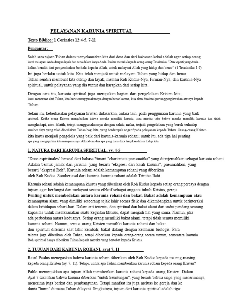 Pengelolaan Karunia Spiritual PDF | PDF