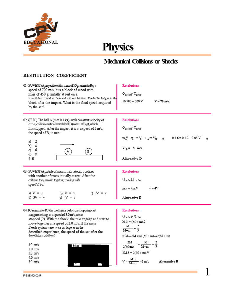 Mechanical Collisions and Restitution Coefficient | PDF | Collision ...