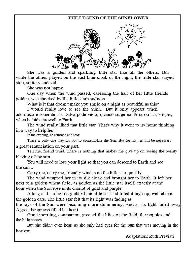 The Legend of The Sunflower | PDF | Syllable | Language Families