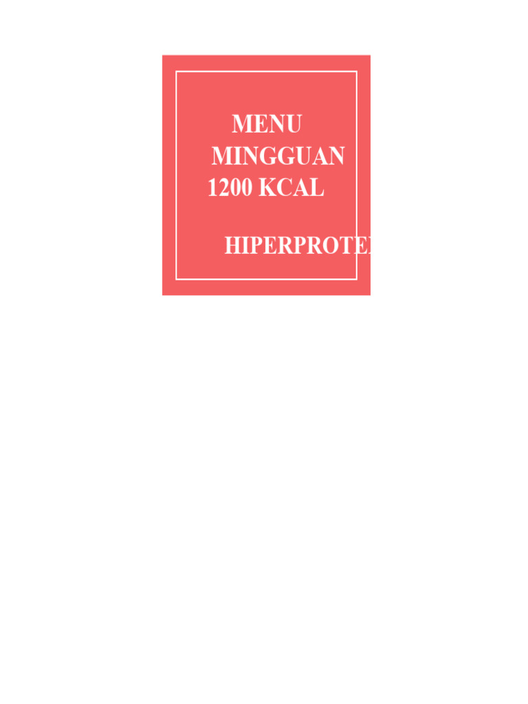 Menu Mingguan 1200 Kcal - Salinan | PDF