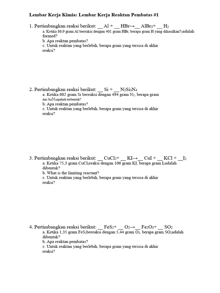 Lembar Kerja Reaktan Pembatas | PDF