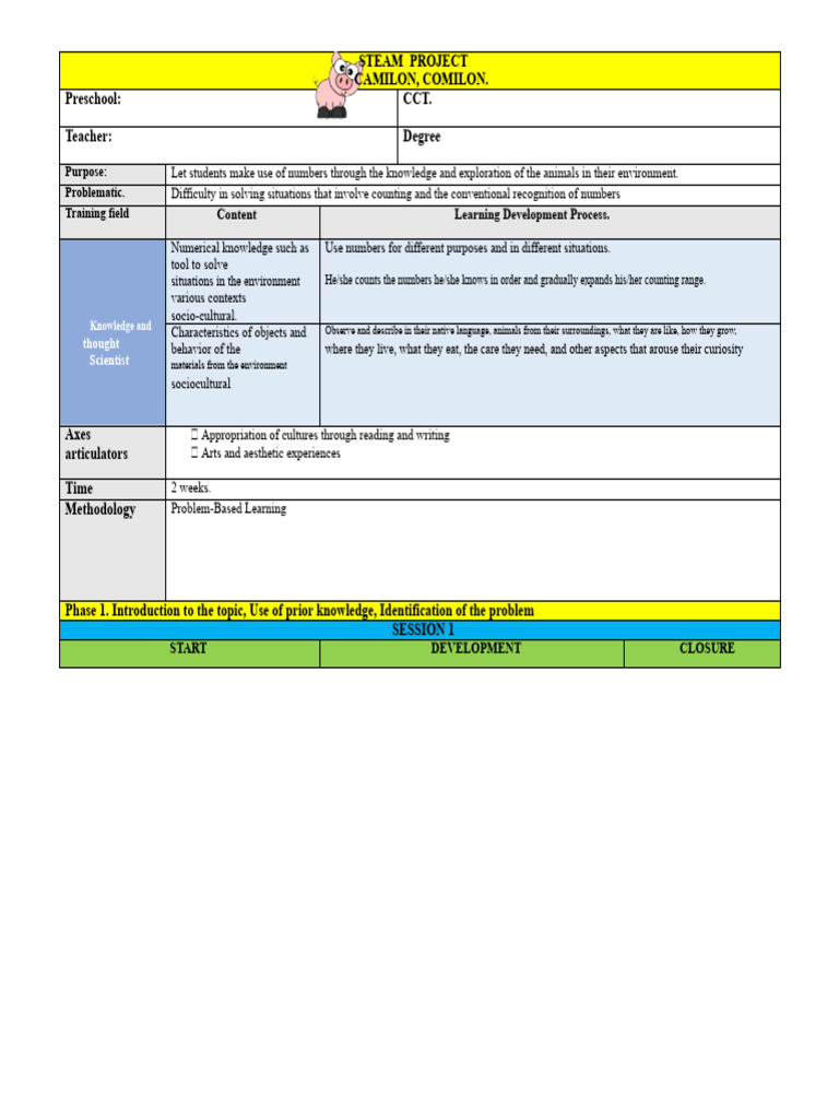 Preschool STEAM Project on Animals | PDF | Knowledge | Learning