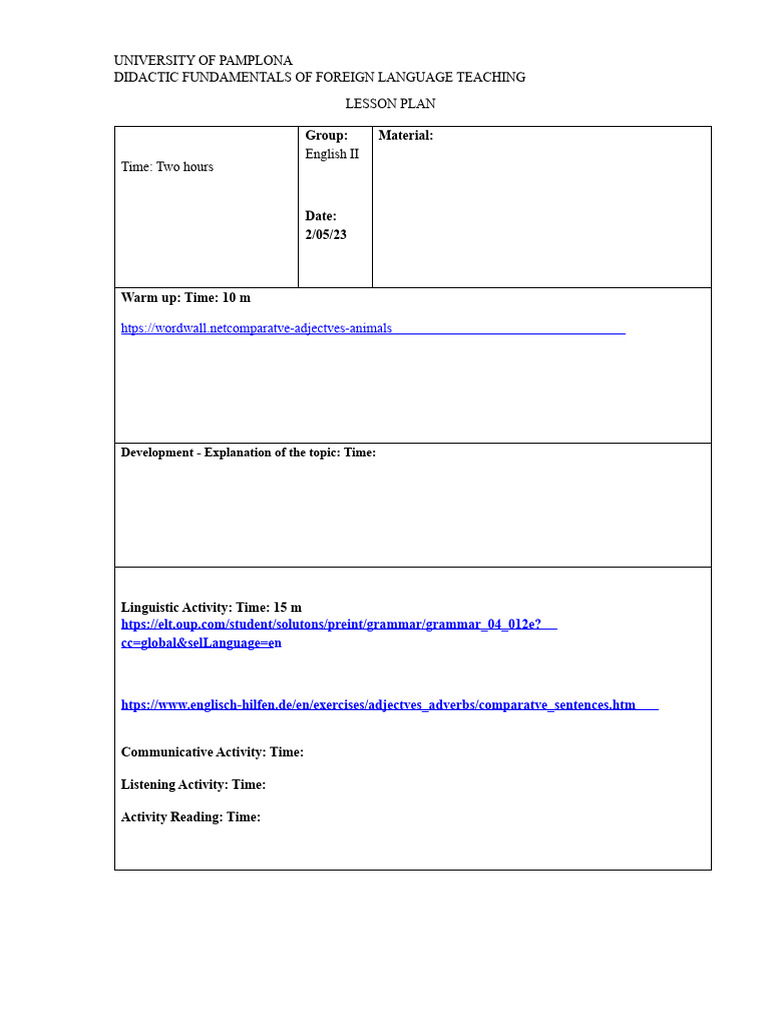 Format .Lesson Plan English | PDF