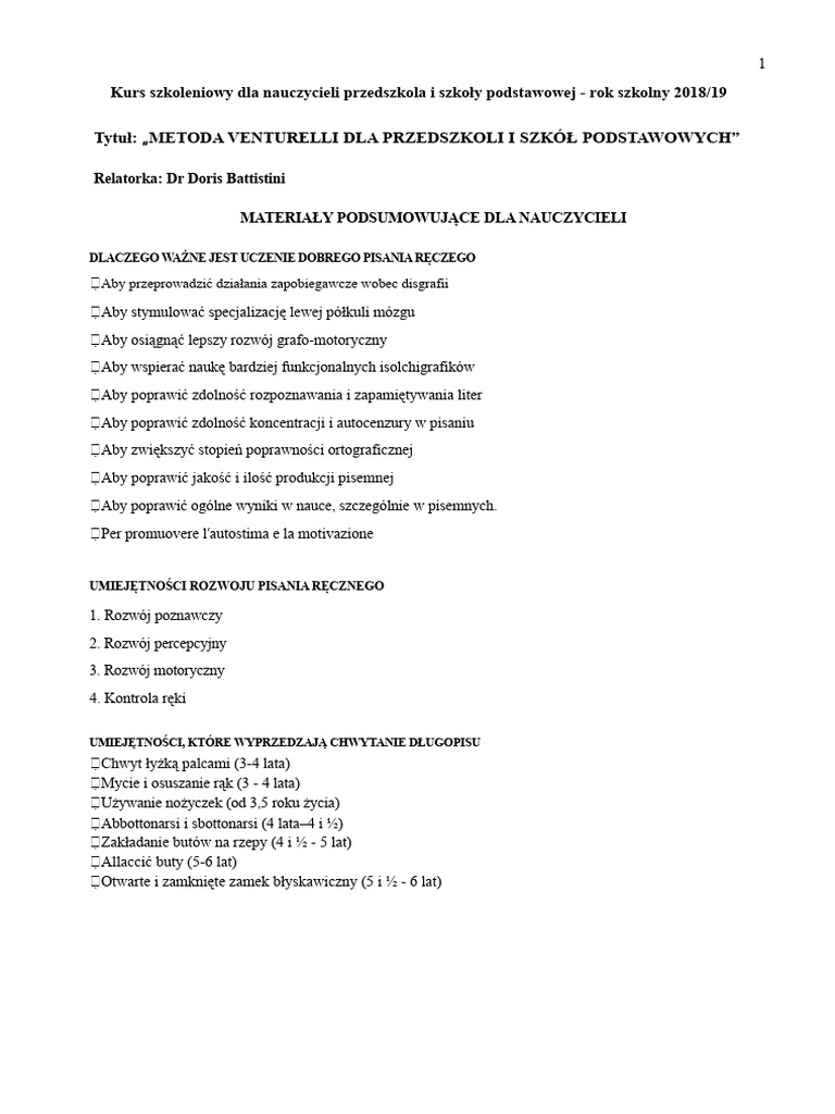 Materiał Kursu Metody Venturelli | PDF