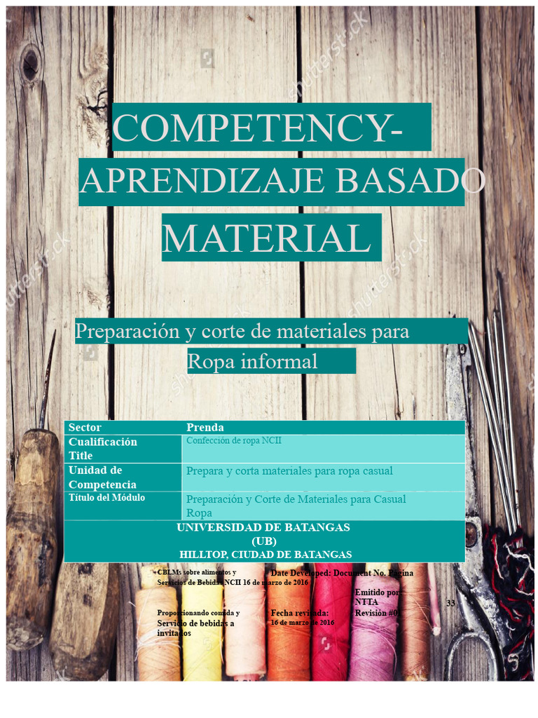 CBLM | PDF | Textiles | Ropa