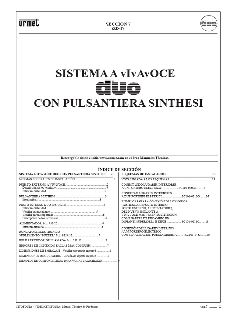 Urmet Domus | PDF | Altoparlante | Micrófono