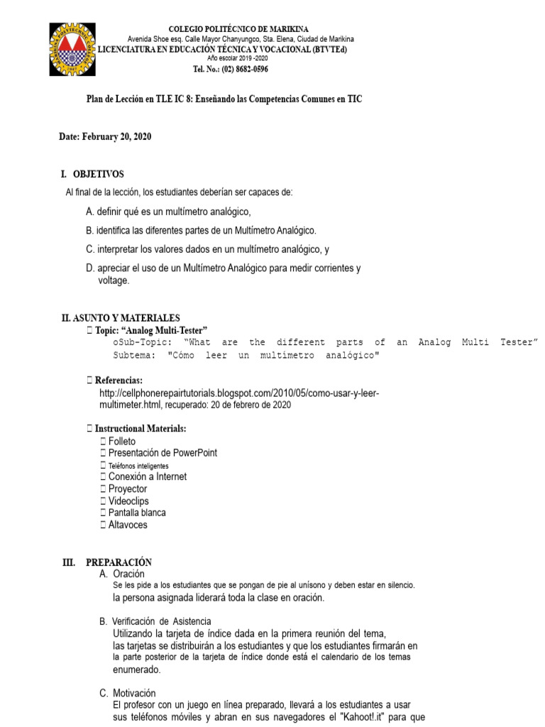 Plan de Lección en TLE IC 8 | PDF | Informática | Tecnología de ...