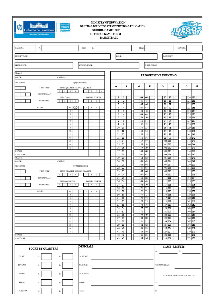 Official Basketball Game Sheet For Men and Women | PDF | Sports