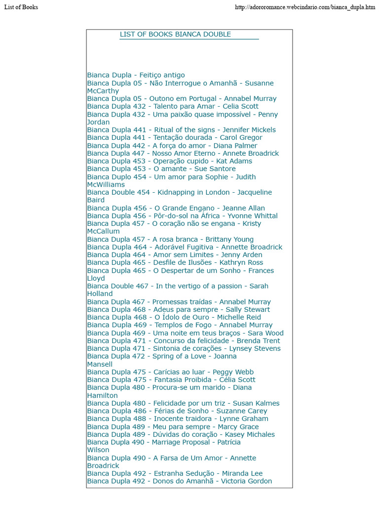 List of Books BIANCA | PDF