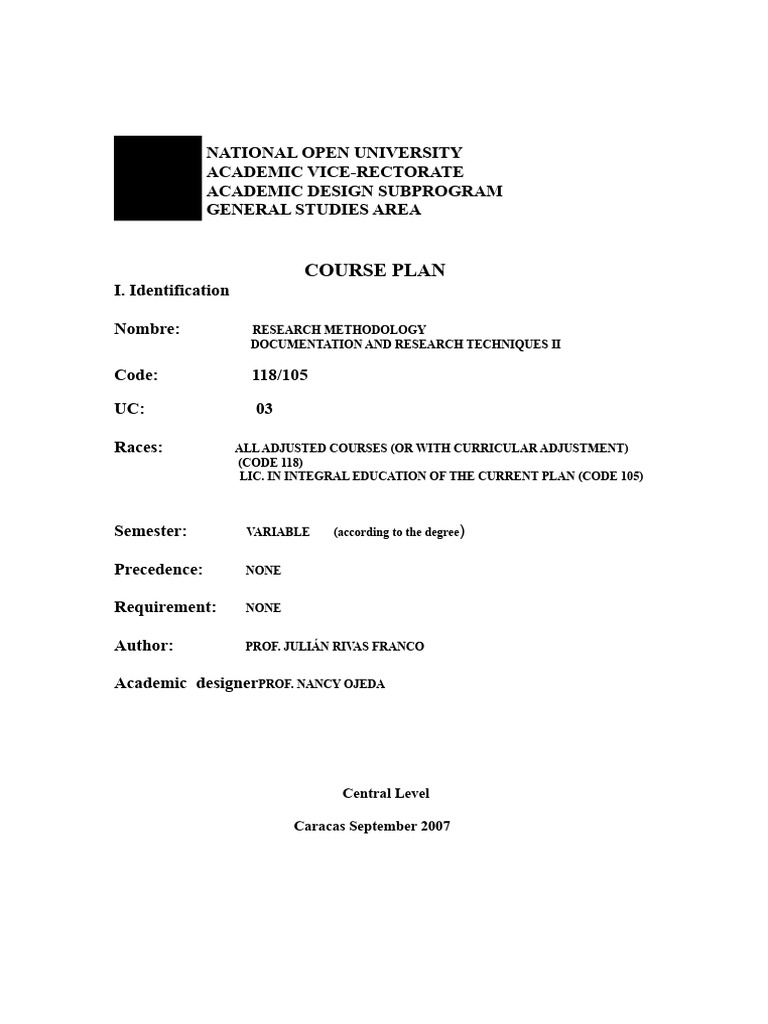 Research Methodology Course Plan | PDF | Methodology | Qualitative Research
