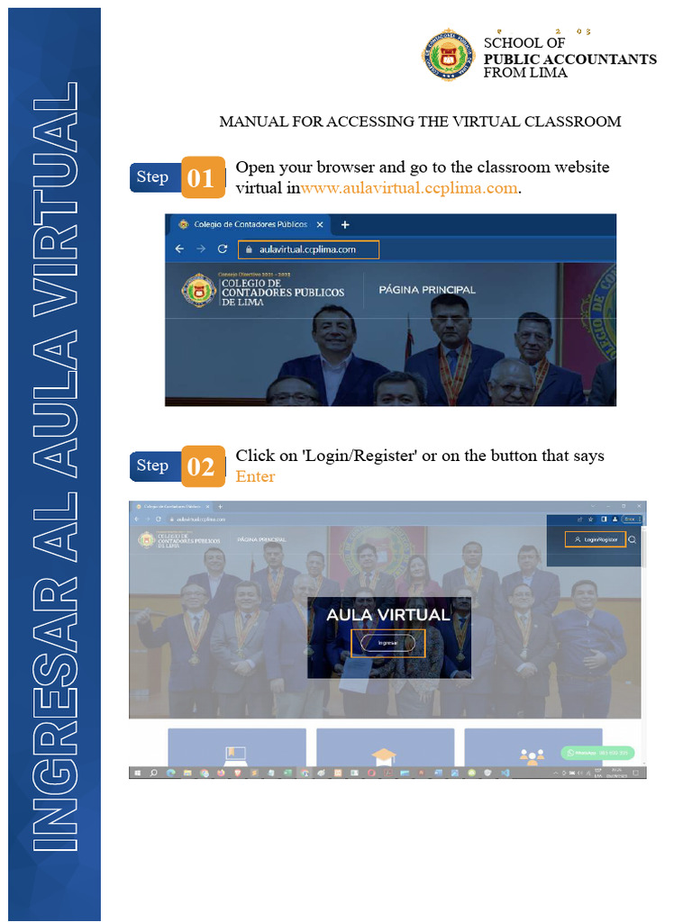 Virtual Classroom Entry Manual - Ccplima | PDF