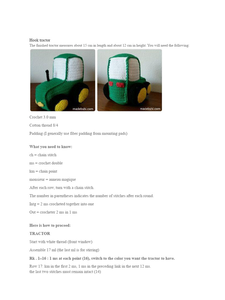 tractor model hook | PDF | Crochet | Yarn