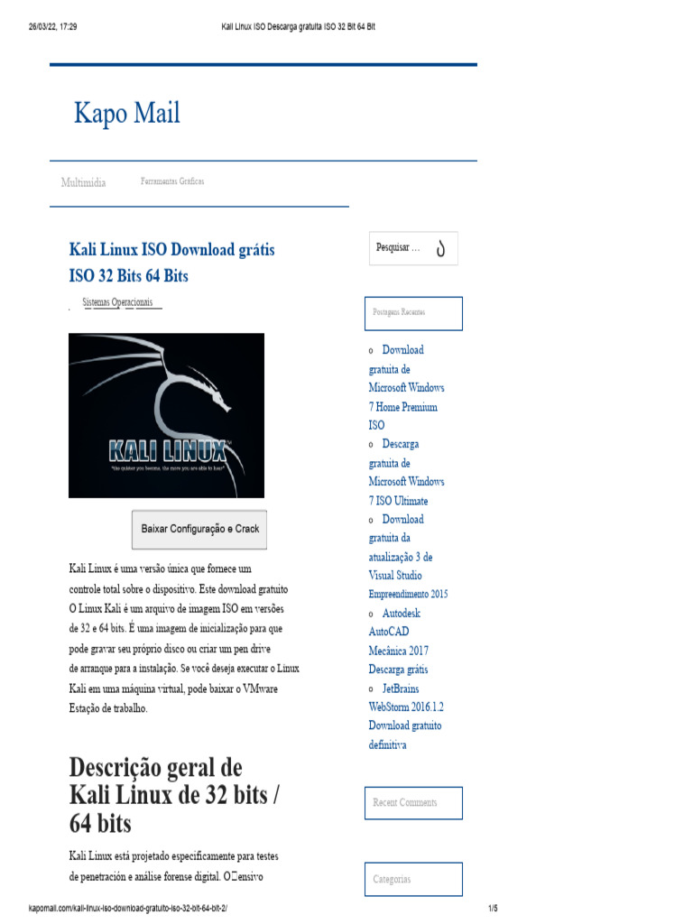 Download gratuito do Kali Linux ISO | PDF | Linux | Sistema operacional