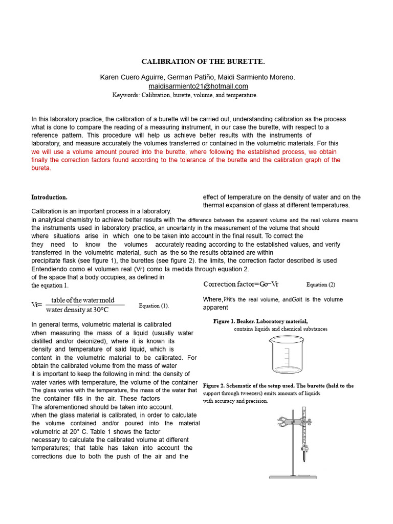 Burette Calibration Techniques Explained | PDF | Volume | Calibration