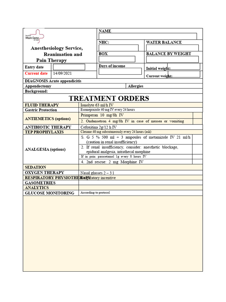 APPENDIX REMOVAL SHEET | PDF | Anesthesia | Clinical Medicine