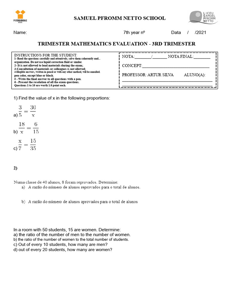 7th Grade Math Evaluation Guide | PDF | Density