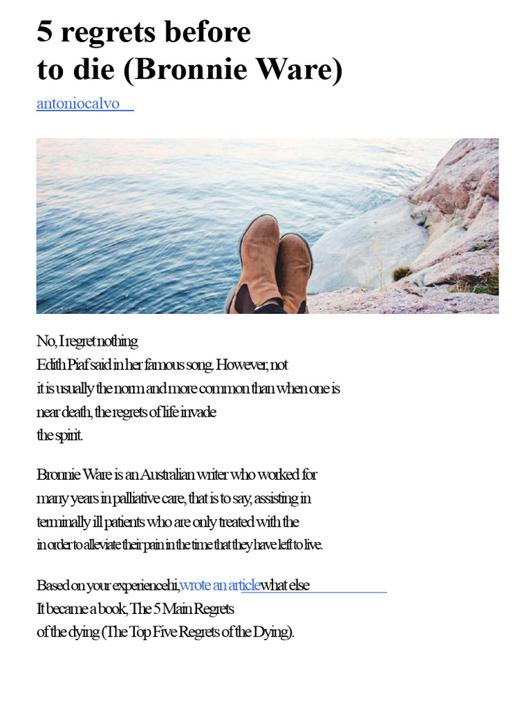 Top 5 Regrets of the Dying | PDF | Terminal Illness | Psychology