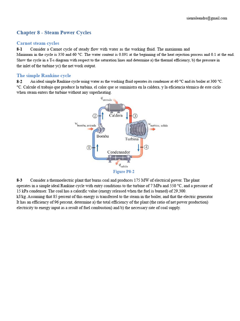 Exercises Chapter 8 - Steam Power Cycles UdeMM | PDF | Steam | Physical ...