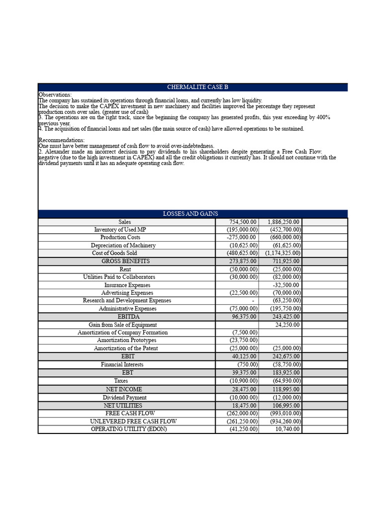 Chemalite Incorporated (B) - Solution | PDF | Dividend | Expense