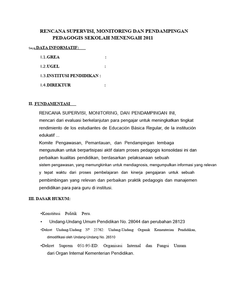 Contoh Rencana Pengawasan | PDF