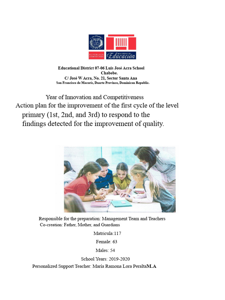 Action and Improvement Plan For Mathematics of The First Cycle of ...