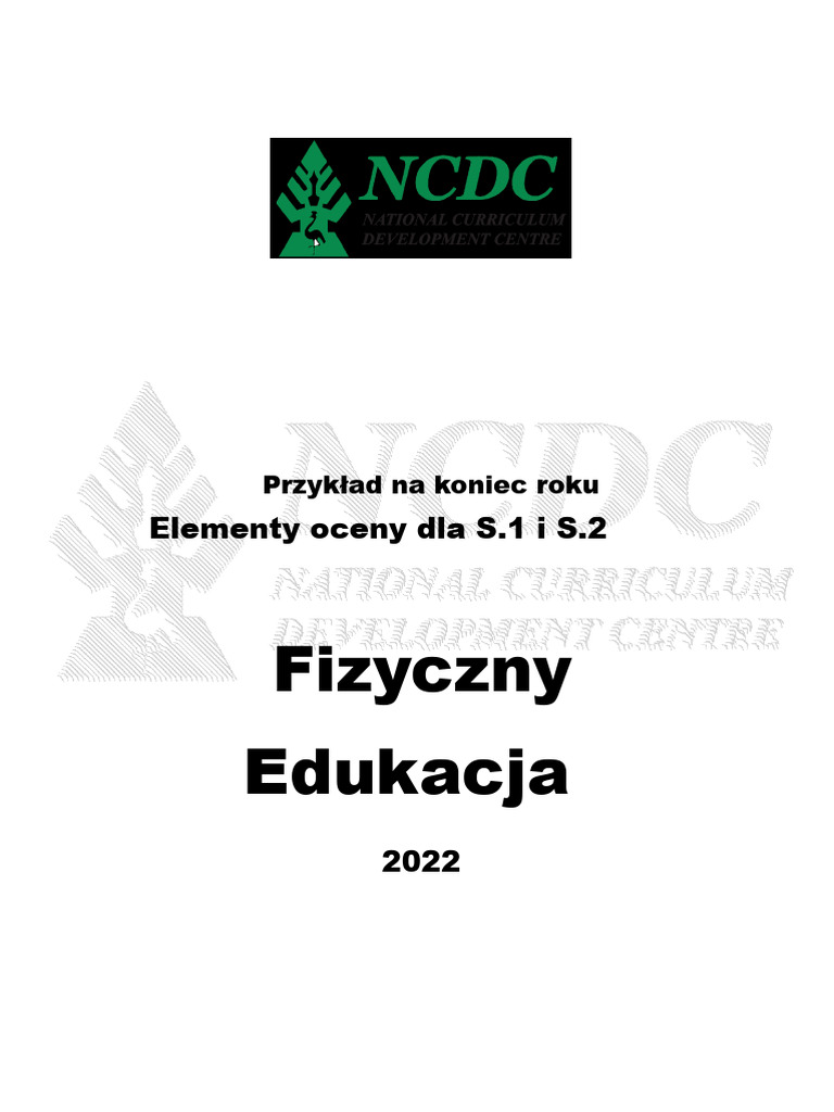 NCDC-S1 I S2 PRÓBNE ELEMENTY OCENIANIA W FIZYCZNEJ EDUKACJI 2022 | PDF