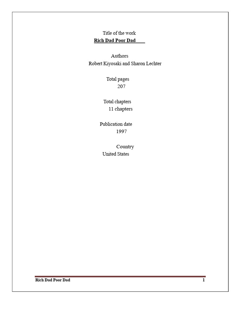 Insights from "Rich Dad Poor Dad" | PDF