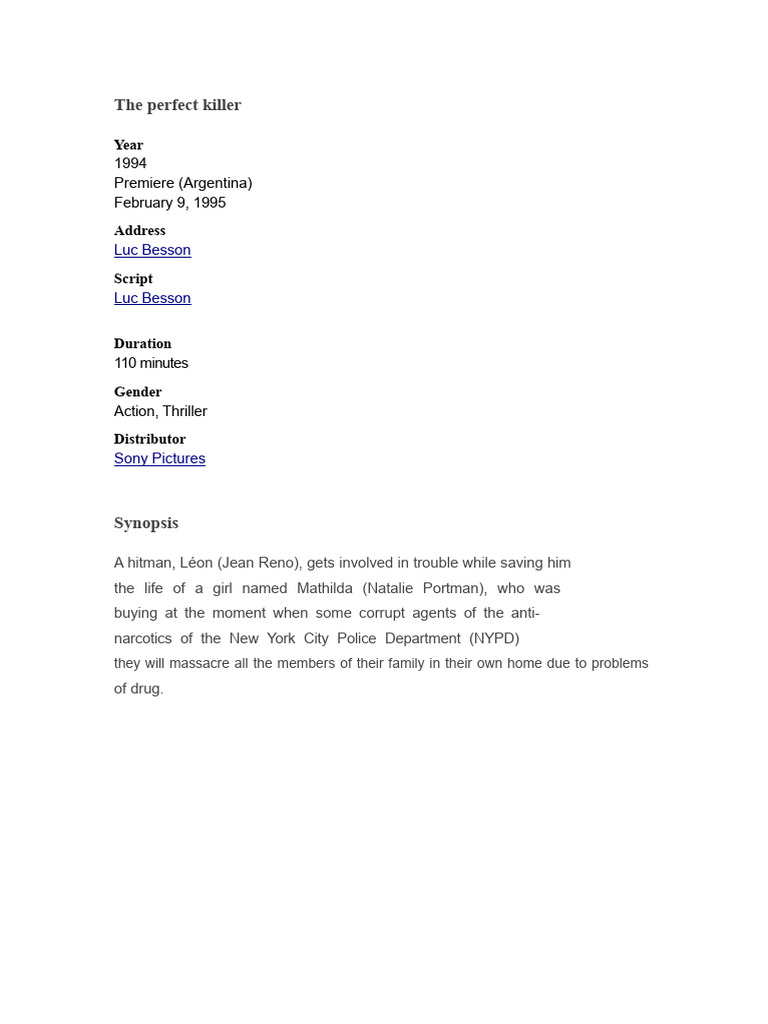 The Perfect Killer | PDF