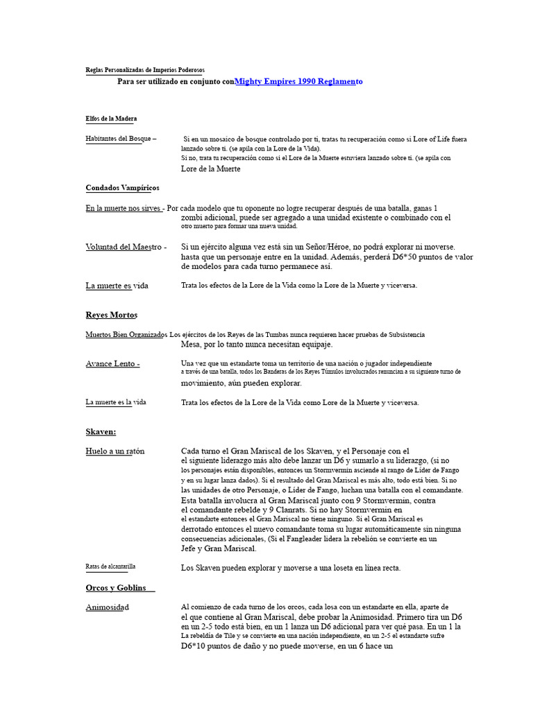 Reglas Personalizadas para Imperios Poderosos | PDF | Duendes
