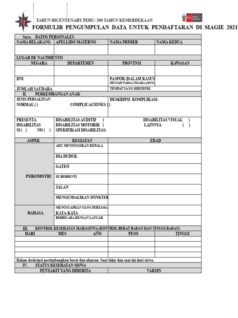 Formulir Pengumpulan Data Di Word | PDF