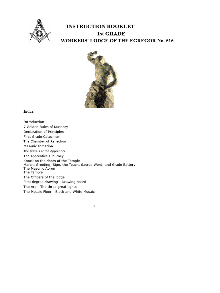 First Grade Instruction Booklet | PDF | Freemasonry | Reason
