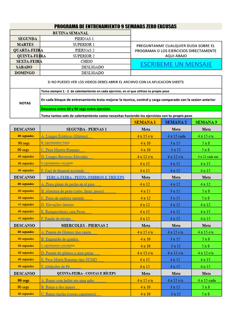 Cópia do PROGRAMA DE GLÚTEOS 9 SEMANAS COPIA.xlsx-2 | PDF | Musculação