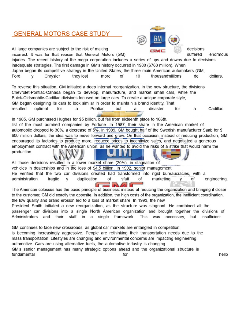 General Motors Case Study | PDF | General Motors | Business