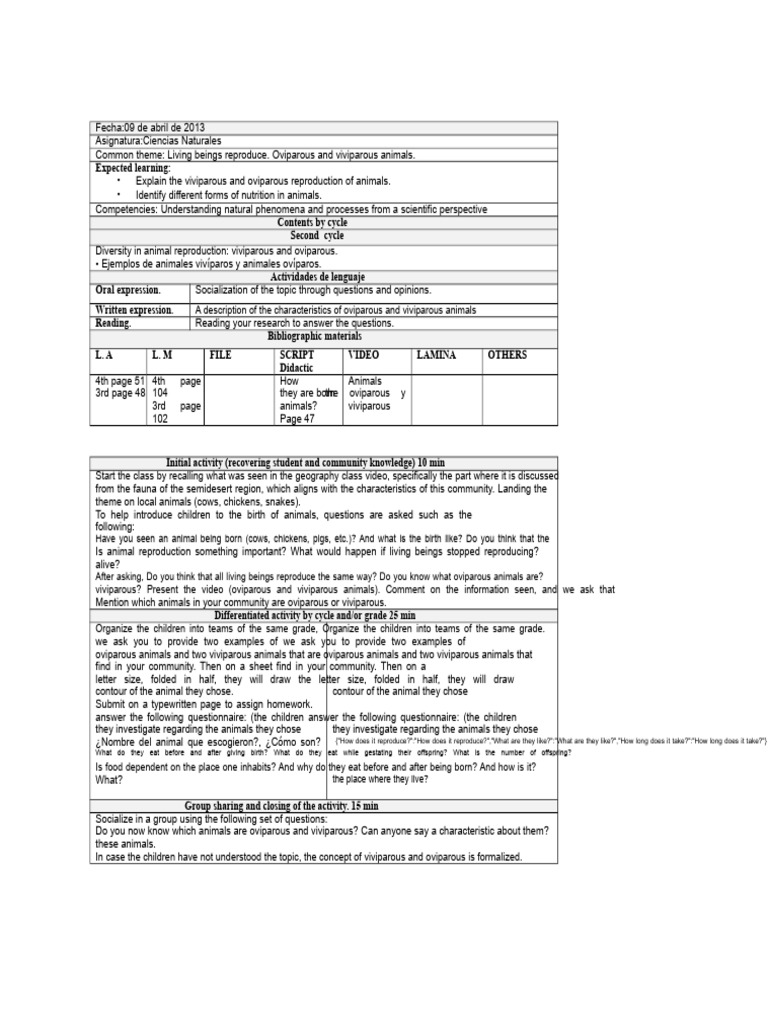 Natural Sciences Lesson Plan | PDF | Concept | Knowledge