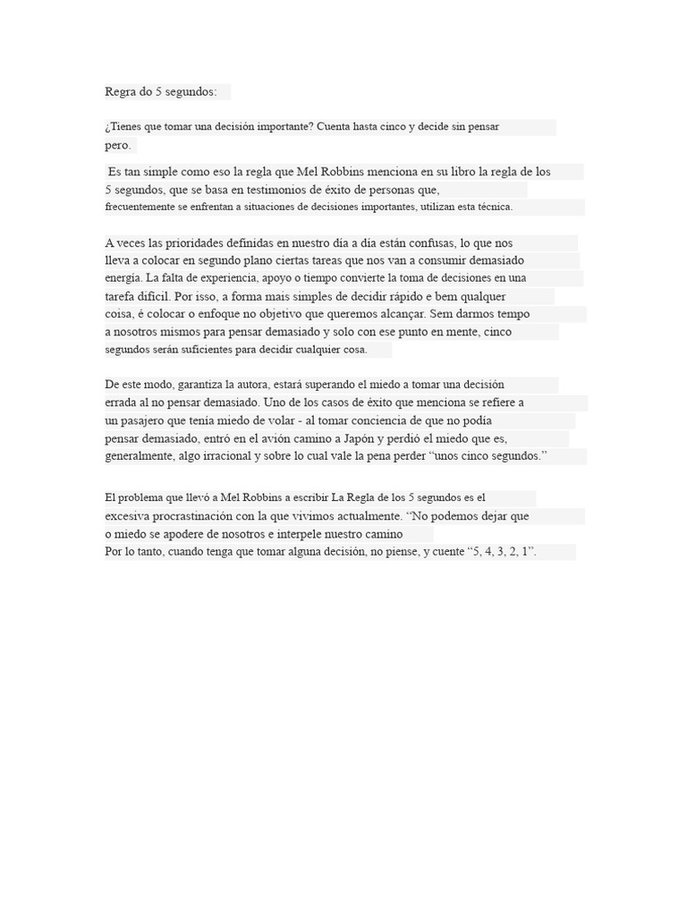 La Regla de los 5 Segundos de Mel Robbins | PDF